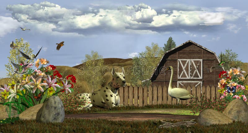 Relaxin at the farm stock illustration. Illustration of spring - 17183235
