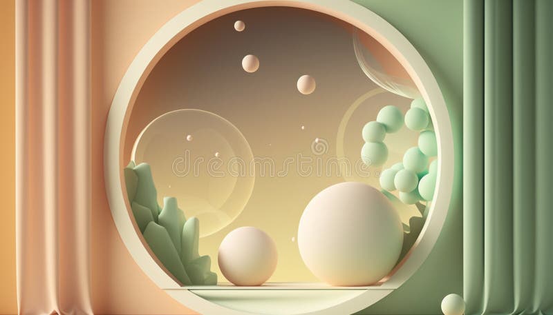 Relaxing Abstract Art, Spheres, Pastel Tones, AI Generated Stock ...