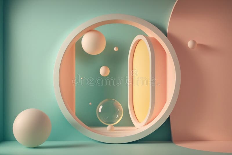 Relaxing Abstract Art, Spheres, Pastel Tones, AI Generated Stock ...