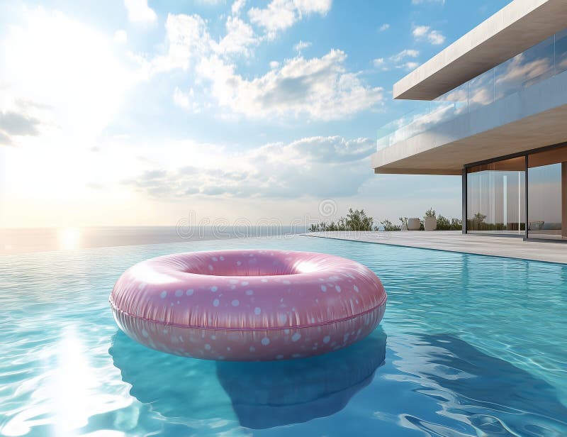 Dog on Pink Float in Swimming Pool Stock Photo - Image of float, animal ...