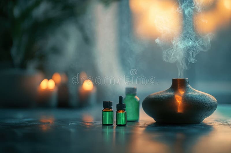 Relaxing Ambiance Essential Oils Diffuser Soothing Evening Setting ...