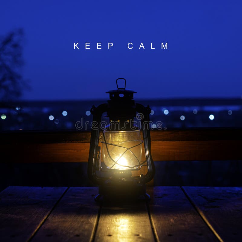 Relaxing Background with Ancient Kerosene Lamp on the Table and Text ...