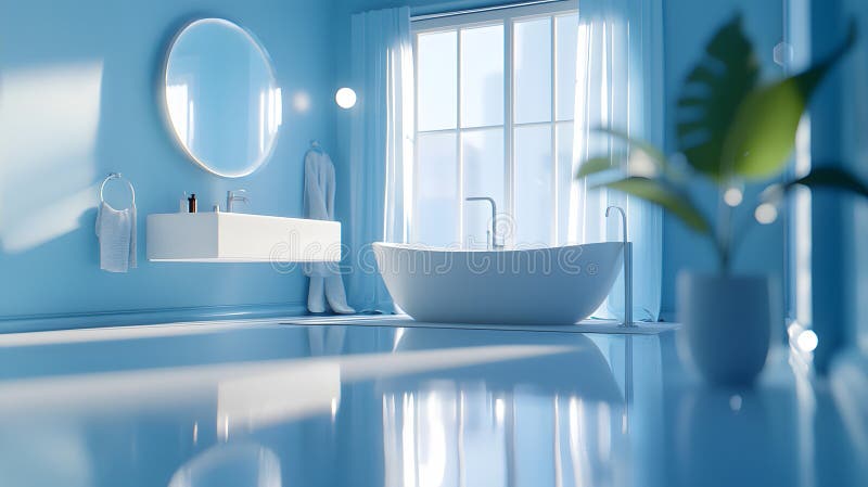 Relaxing Bath Scene Modern Bathroom Interior Design Serene Environment ...