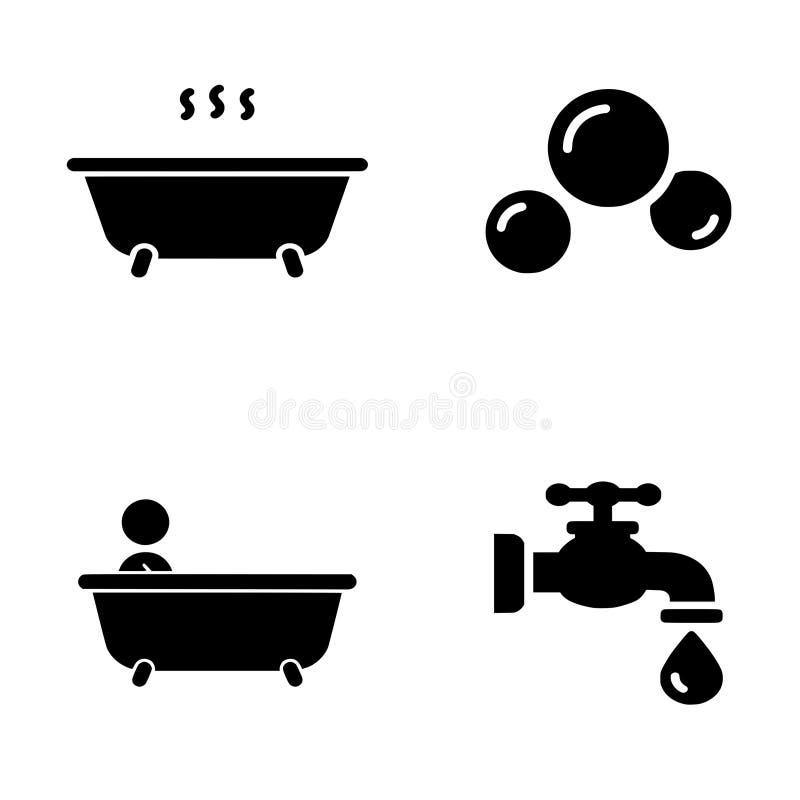 Relaxing Bath & Self-Care Ritual Vector Icon Set Stock Illustration ...