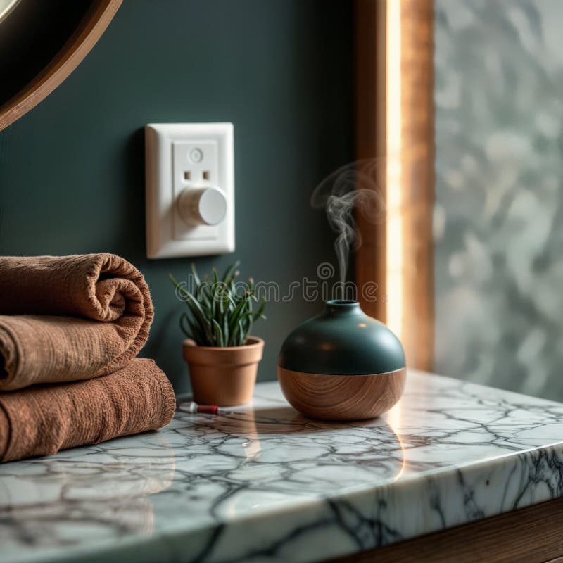 Aromatic Diffuser in Spa Bathroom, Generative Ai Stock Illustration ...