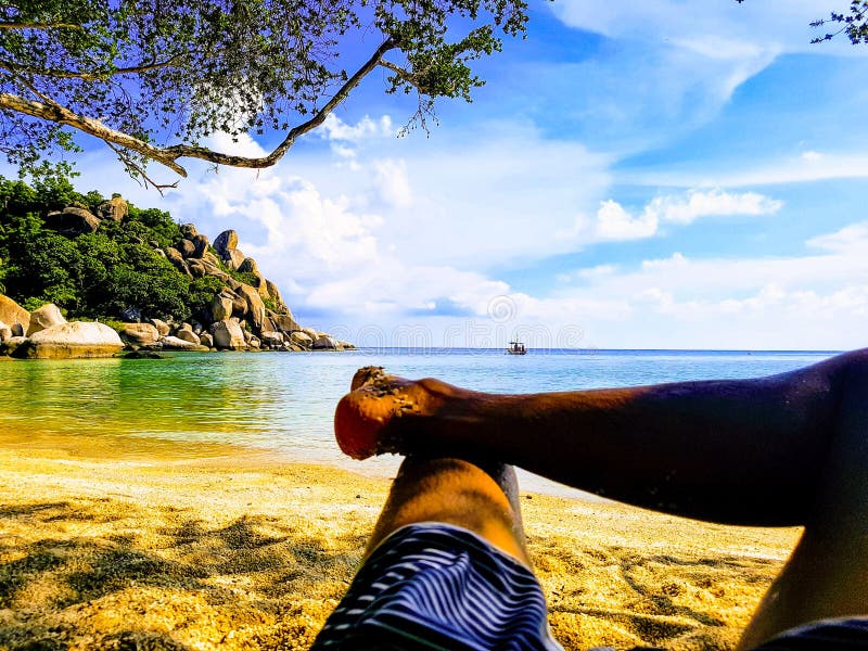 Relaxing on the Beach on Holiday in the Summer on the Island Stock ...