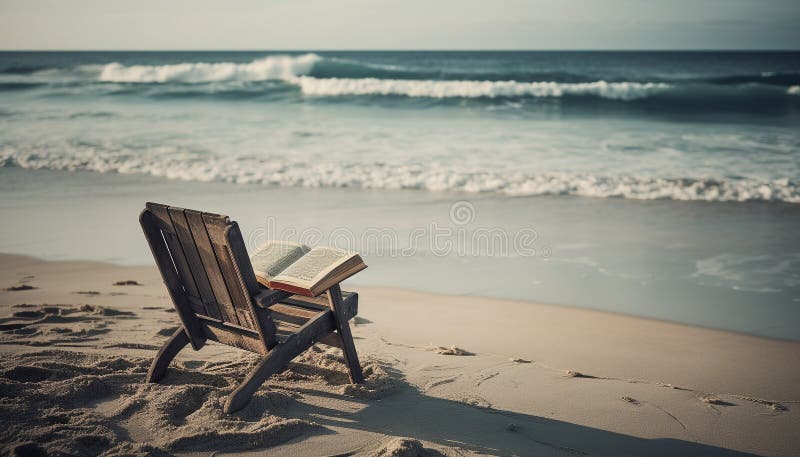 Relaxing in a Chair, Reading Literature Outdoors Generated by AI Stock ...