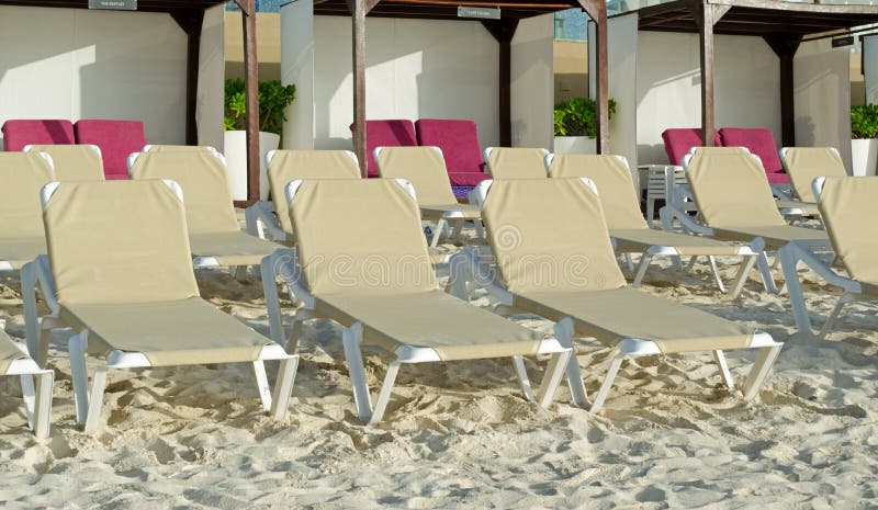 Relaxing Chairs at Beach for Sun Bath Stock Image - Image of relax ...