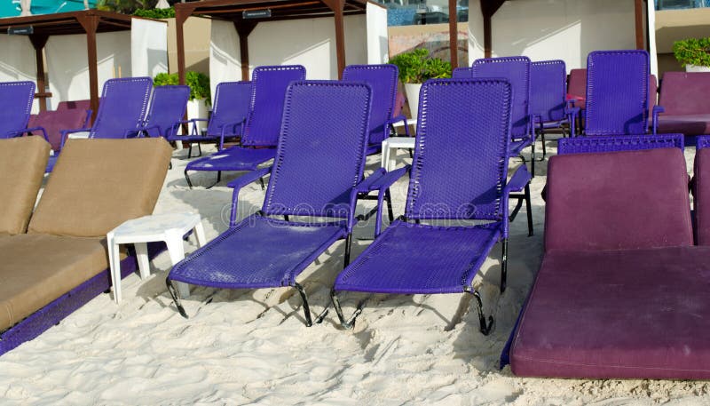 Relaxing Chairs at Beach for Sun Bath Stock Image - Image of relaxing ...