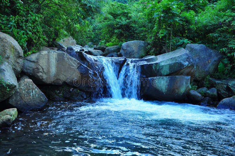 Relaxing and Chilling View of Mini Waterfall Stock Image - Image of ...