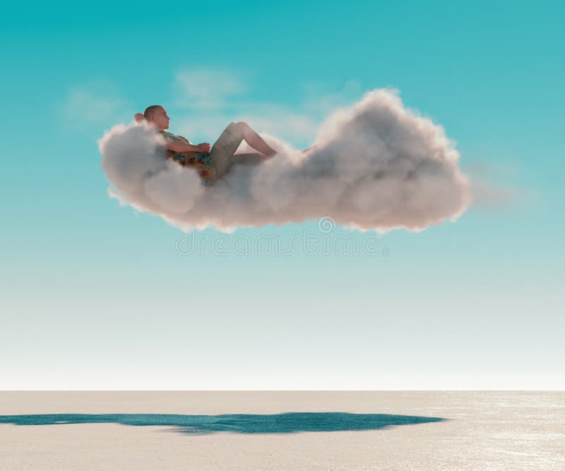 Relaxing on cloud stock illustration. Illustration of fantasy - 238431102