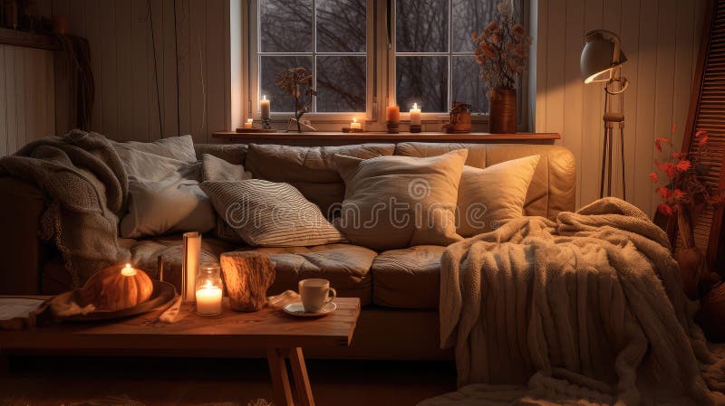 Relaxing Cozy Home Interior Stock Illustration - Illustration of ...