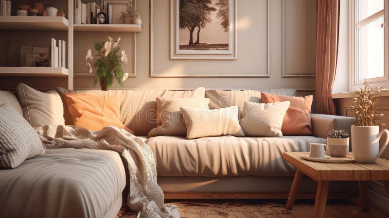 Relaxing Cozy Interior Home Stock Illustration - Illustration of ...