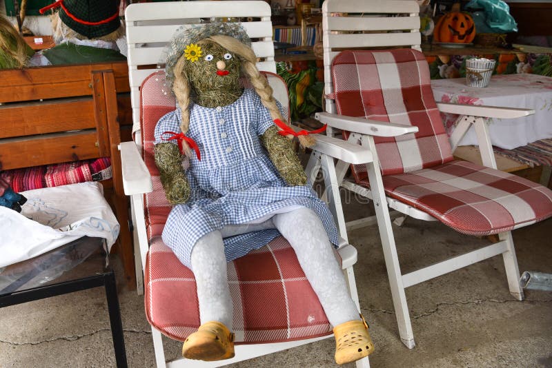 Relaxing - a Decorative, Original Puppet Made of Straw Stock Photo ...