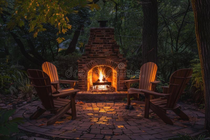 Relaxing Evening Around a Cozy Backyard Fire Stock Photo - Image of ...