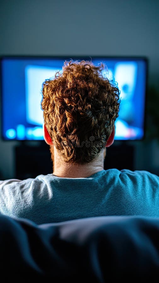 Relaxing Evening at Home while Watching a Movie on a Comfortable Couch ...