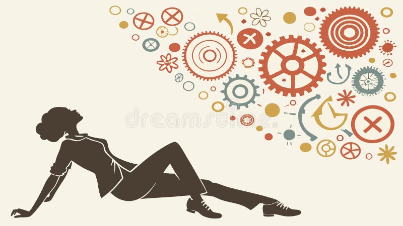 Relaxing Figure Amidst Abstract Patterns and Elements, Vector Design ...