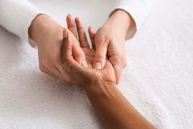 Hand Massage Closeup, Acupressure Stock Image - Image of cropped, nail ...