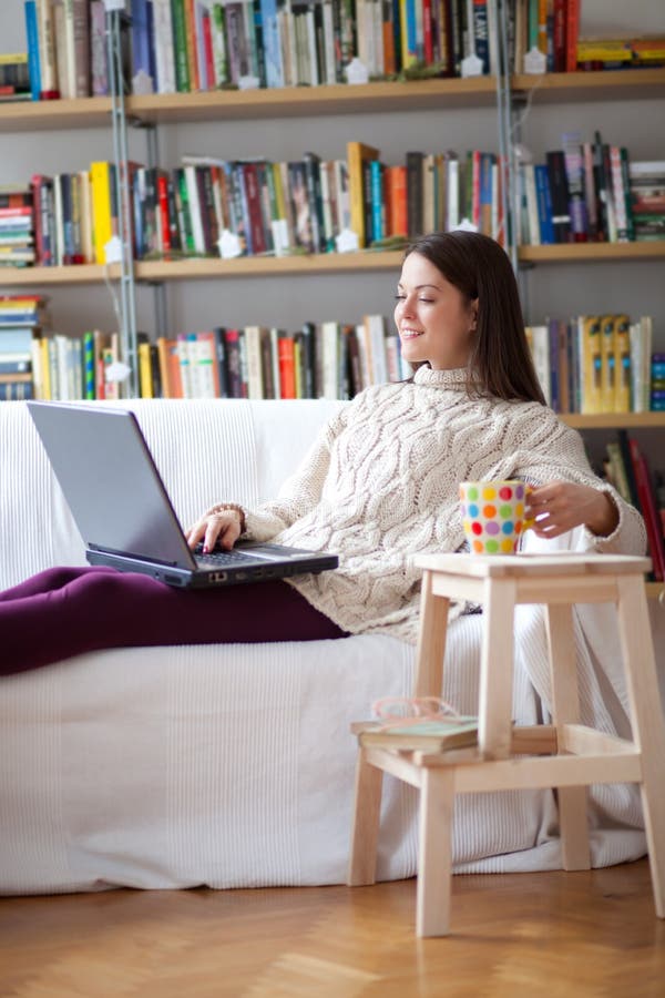 Comfortably Working Hard from Home Stock Photo - Image of laptop, feet ...