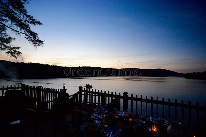 Relaxing Lake house view stock photo. Image of dinner - 56122362