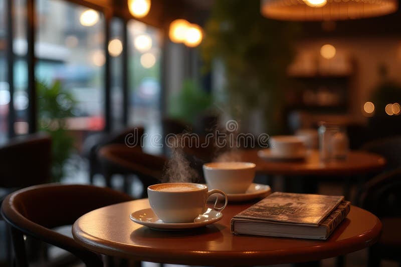 Calm Cafe Experience stock illustration. Illustration of magazines ...