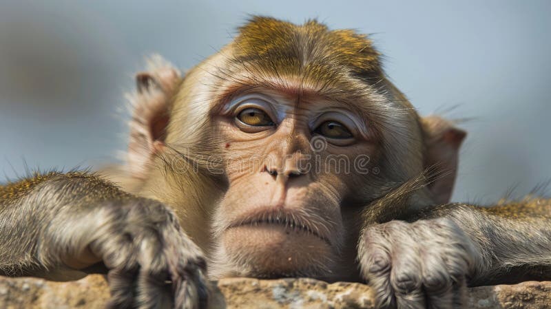 A Relaxing Monkey Waiting for Food. Generative Ai Stock Illustration ...