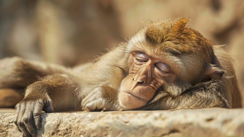 A Relaxing Monkey Waiting for Food. Generative Ai Stock Illustration ...