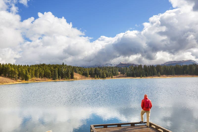 Relaxing on mountain lake stock image. Image of inspiration - 162104793
