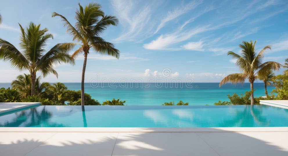 Relaxing Oceanfront Villa with Stunning Pool and Tropical Views. Stock ...