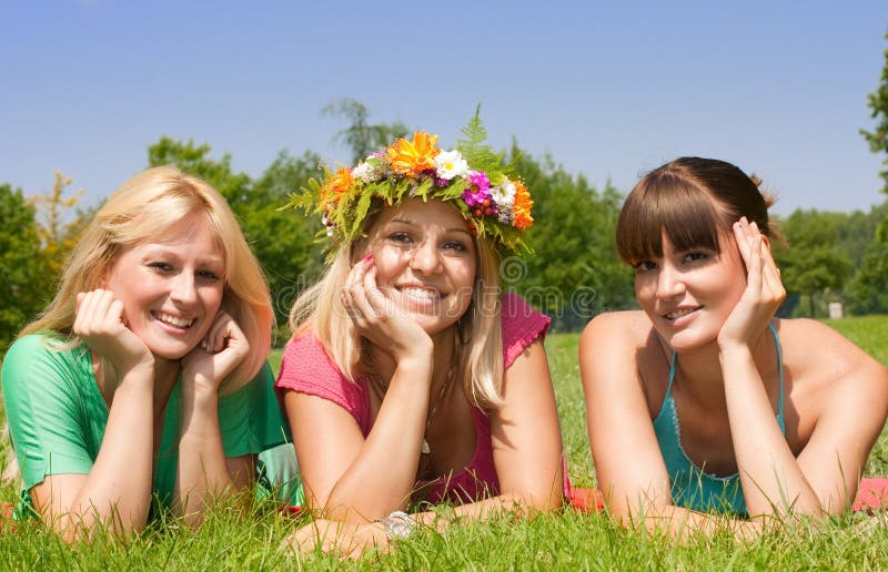 Relaxing outdoors stock image. Image of friends, female - 10600559