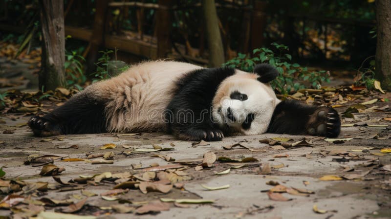 Relaxing Panda in the Forest Stock Illustration - Illustration of ...