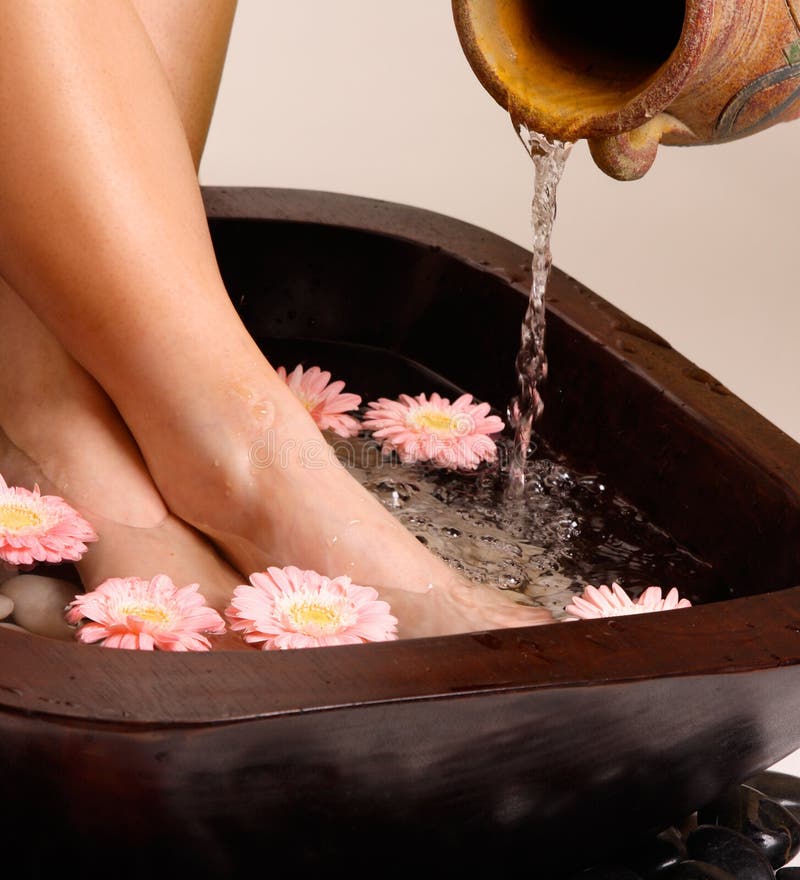 Feminine Feet by a Sunken Foot Bath Stock Image - Image of scent, body ...