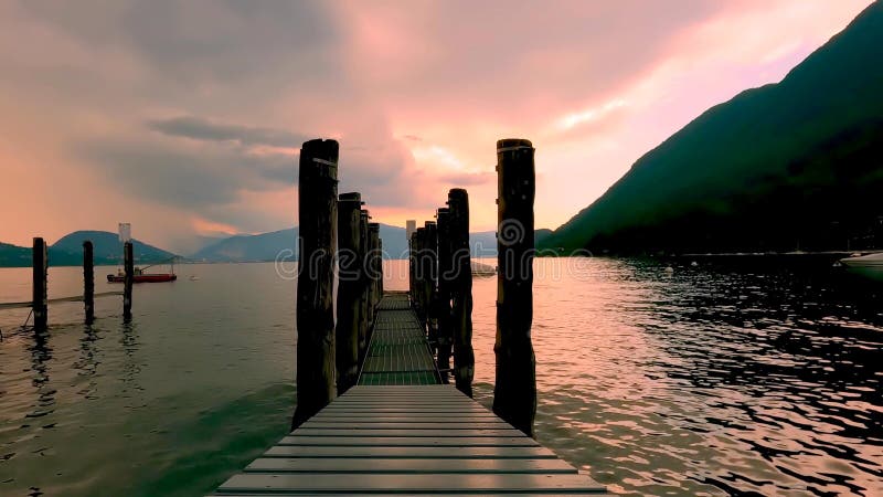 A Relaxing Place with a Pier of a Lake Stock Image - Image of horizon ...