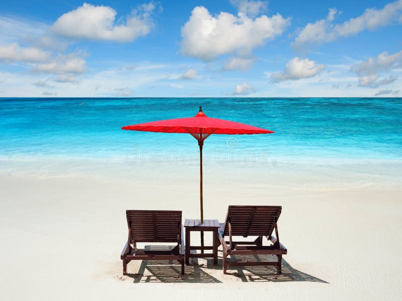 Relaxing on Remote Beach with Blue Sky Stock Image - Image of travel ...
