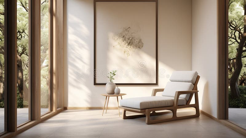 Relaxing in a Serene Modern Space with Natural Light and Greenery ...