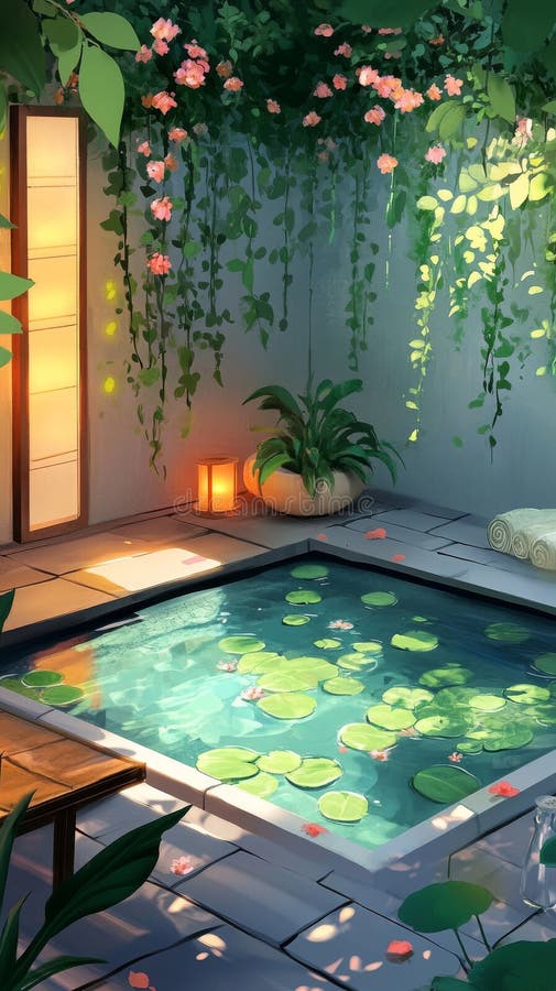 Relaxing Spa Environment Illustrated in a Visually Appealing Poster ...
