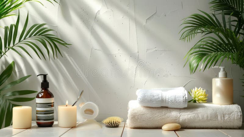Relaxing Spa Essentials on Light Background Stock Illustration ...