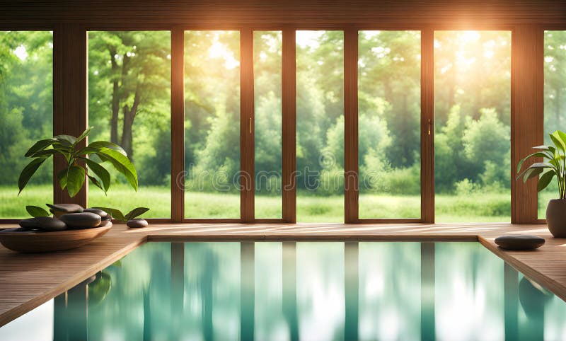 Relaxing Spa Set with Blurred Nature Stock Illustration - Illustration ...
