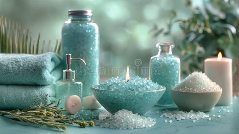 Relaxing Spa Setup Featuring Candles, Natural Decor, and Soothing ...