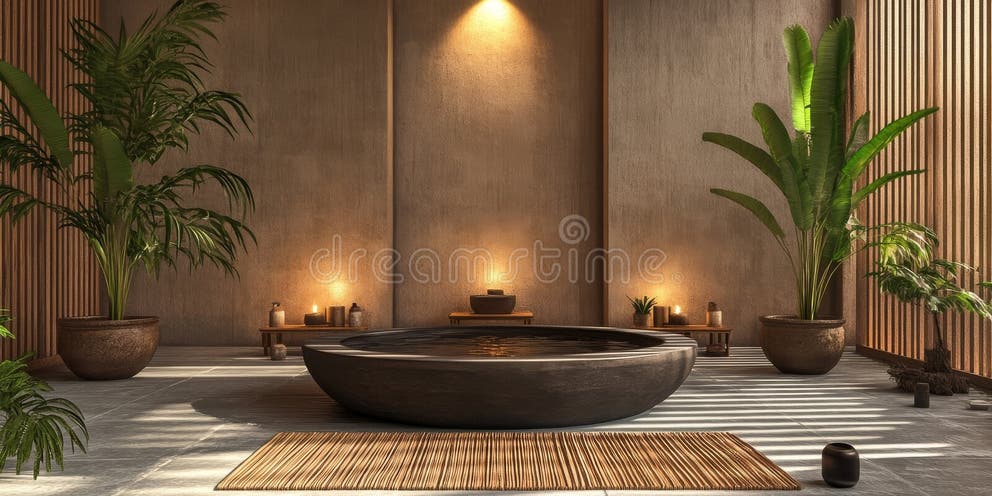 Relaxing Spa Setup with a Harmonious Pattern. Stock Illustration ...