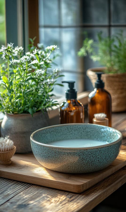 Relaxing Spa Setup with Natural Elements in a Serene Atmosphere Stock ...