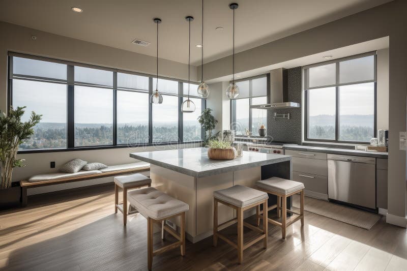 Relaxing and Stylish Kitchen with Plush Seating, Natural Lighting, and ...