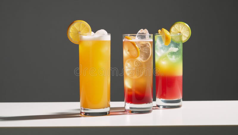 Relaxing Summer Scene Featuring Colorful Cocktails Stock Illustration ...