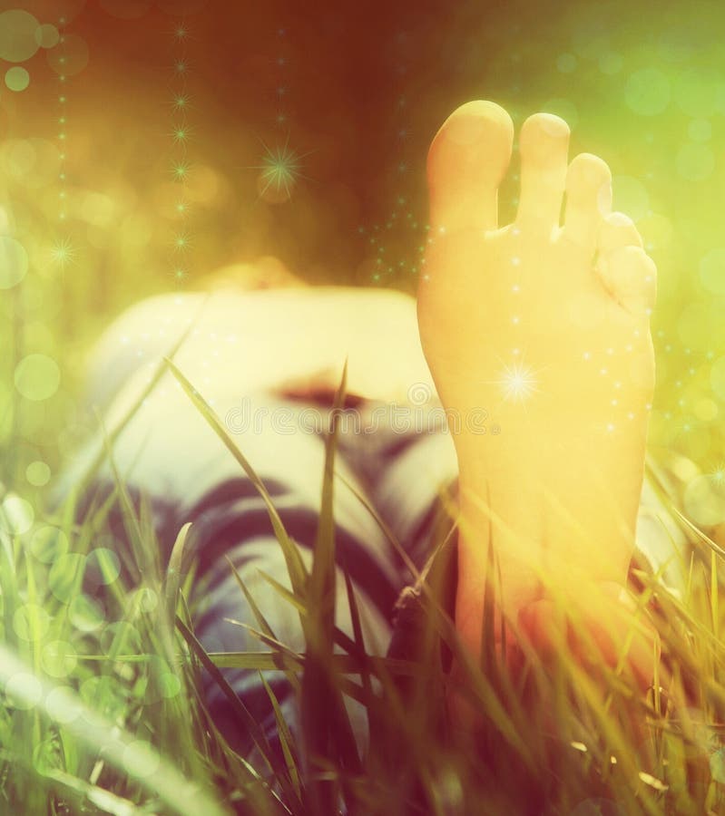 Female Person Relaxing Outside in the Sun Stock Photo - Image of ...
