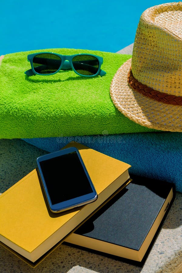 Relaxing in the Swimming Pool on Summer Stock Photo - Image of read ...