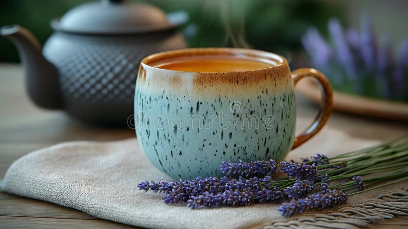 Relaxing Tea Experience with Lavender and Kettle Stock Video - Video of ...