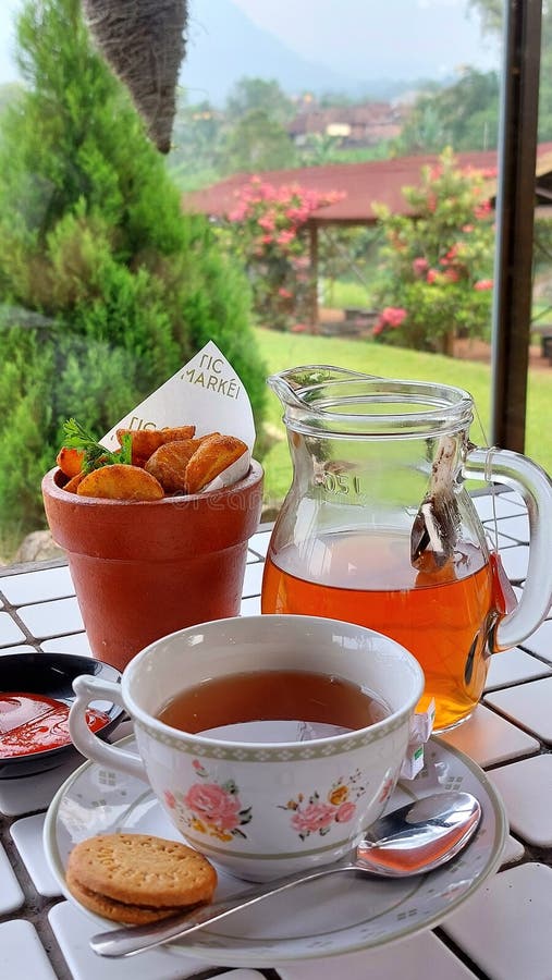 Relaxing Tea Time with Snack Editorial Image - Image of relaxing ...