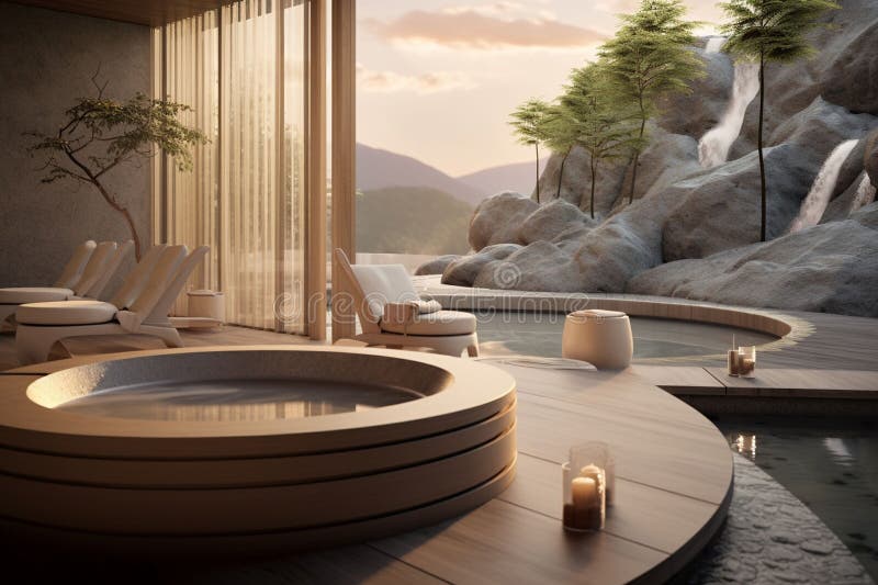 Relaxing and Tranquil Spa Retreat Scenes Stock Illustration ...