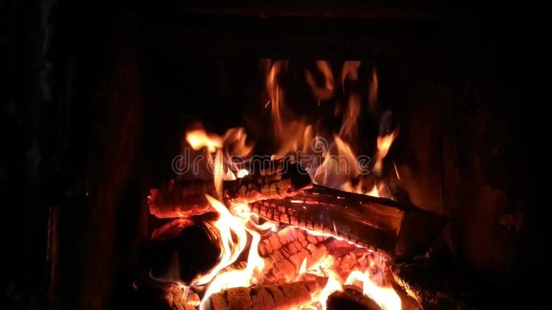 Relaxing Video of Fire in a Stone Fireplace Stock Video - Video of ...