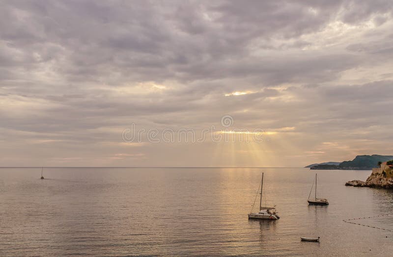 Relaxing View of the Sea with Sailboats. Stock Photo - Image of holiday ...